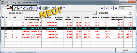 Positionen im EFB 223 ausgleichen